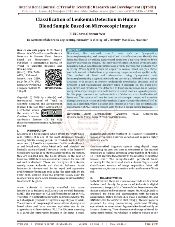 (PDF) Classification of Leukemia Detection in Human Blood Sample Based ...