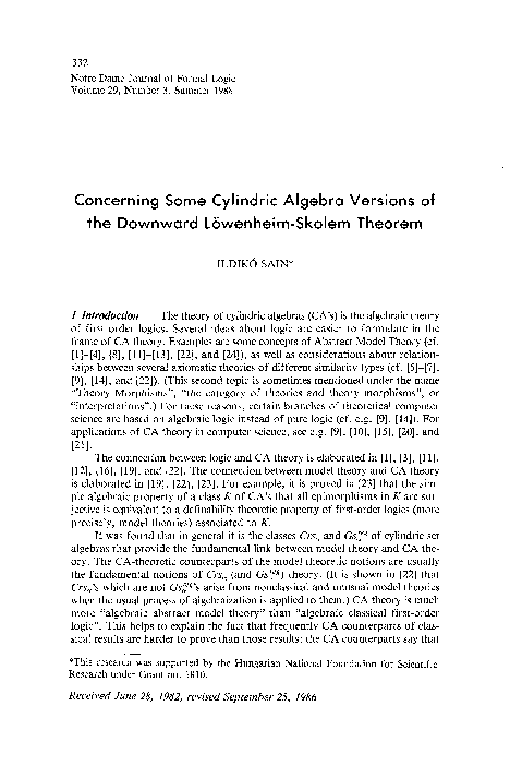 (PDF) Concerning some cylindric algebra versions of the downward ...