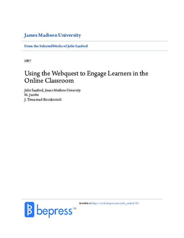 (PDF) Using the WebQuest to Engage Learners in the Online Classroom