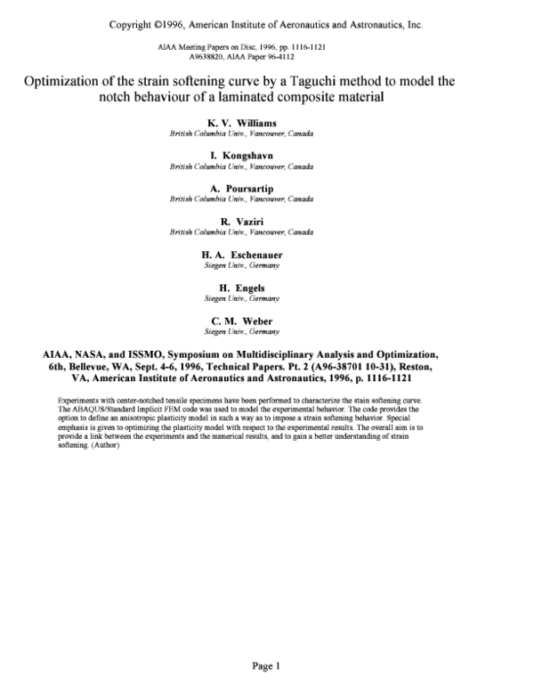 (PDF) Optimization of the strain softening curve by a Taguchi method to ...