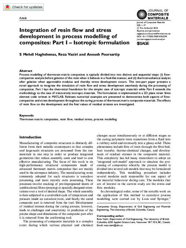 (PDF) Integration of resin flow and stress development in process ...