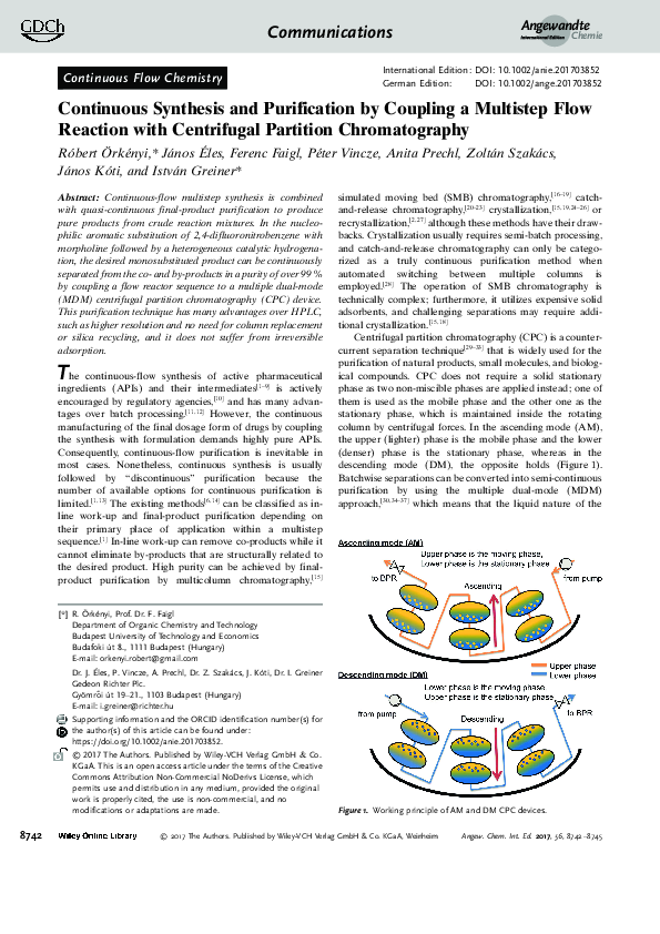 (PDF) Continuous Synthesis and Purification by Coupling a Multistep Flow Reaction with ...