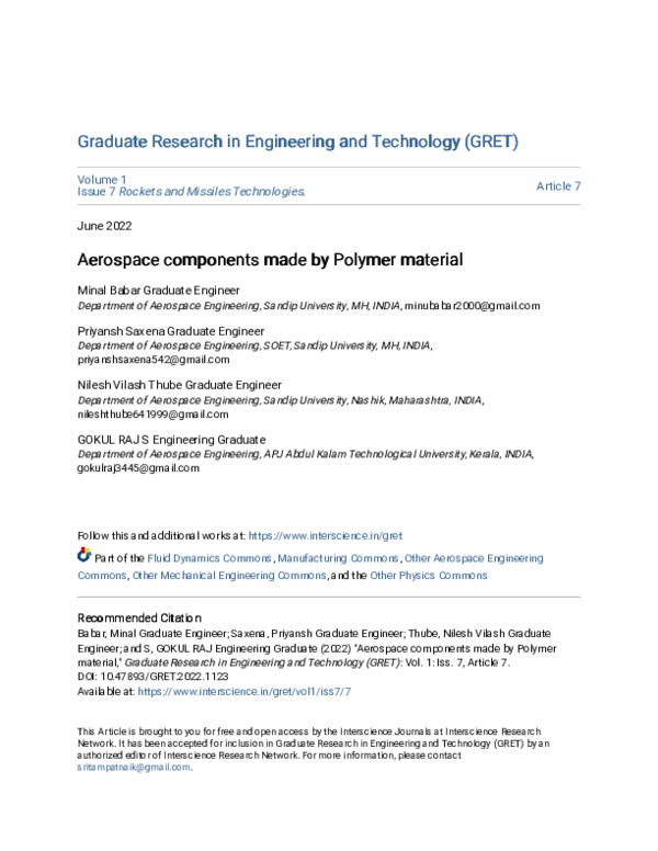 (PDF) Aerospace components made by Polymer material