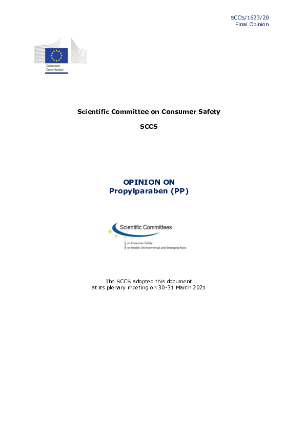 (PDF) SCCS OPINION ON Propylparaben - SCCS/1623/20 - Final Opinion