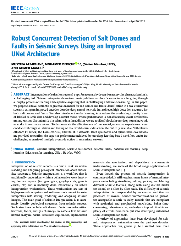 (PDF) Robust Concurrent Detection of Salt Domes and Faults in Seismic Surveys Using an Improved ...