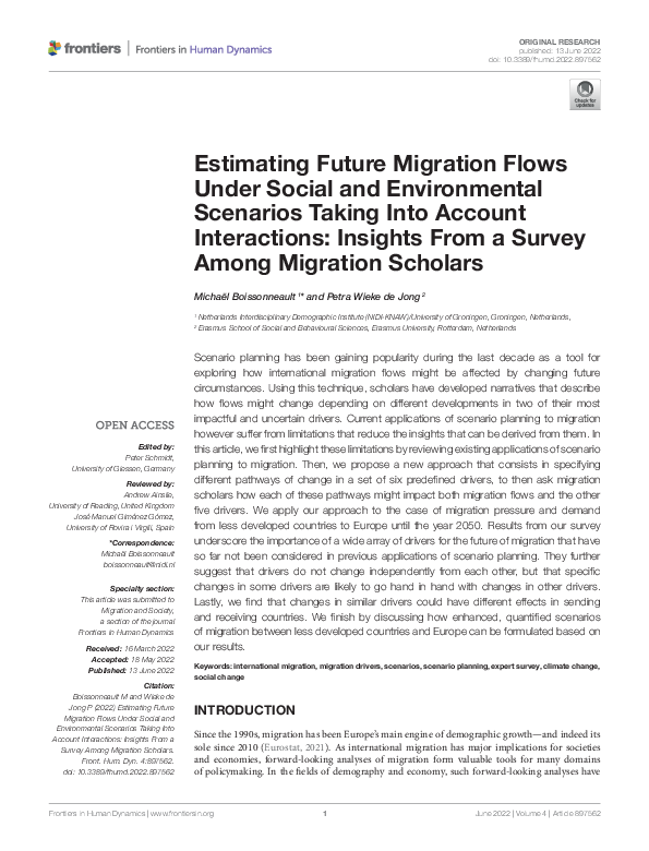 (PDF) Estimating Future Migration Flows Under Social and Environmental ...