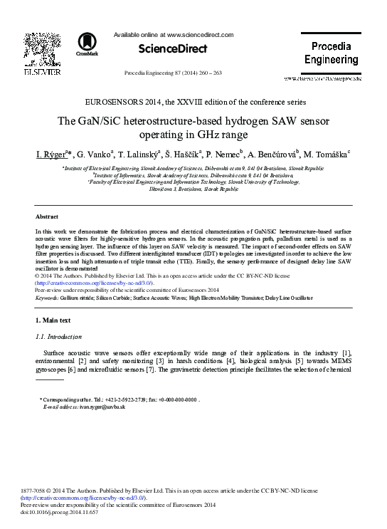 (PDF) The GaN/SiC Heterostructure-based Hydrogen SAW Sensor Operating ...