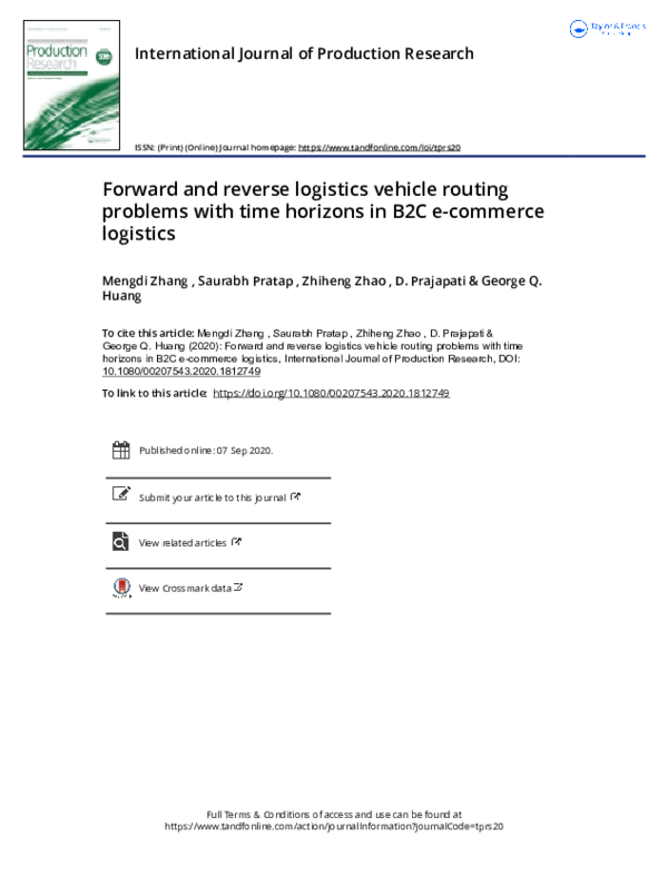 (PDF) Forward and reverse logistics vehicle routing problems with time horizons in B2C e ...