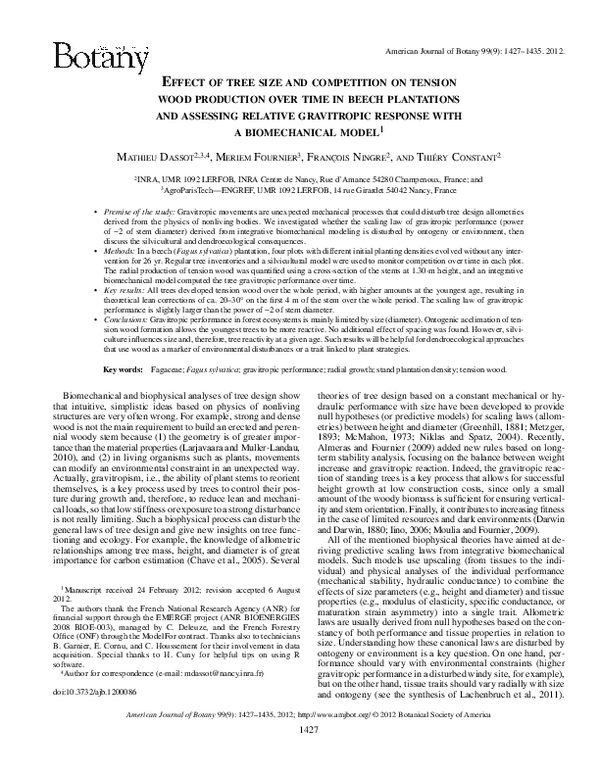 (PDF) Effect of tree size and competition on tension wood production ...