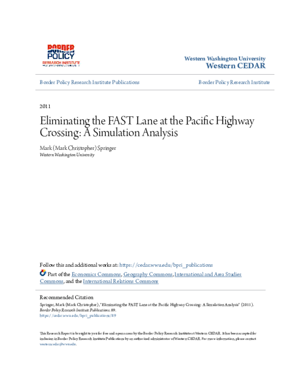 (PDF) Eliminating the FAST Lane at the Pacific Highway Crossing : A ...