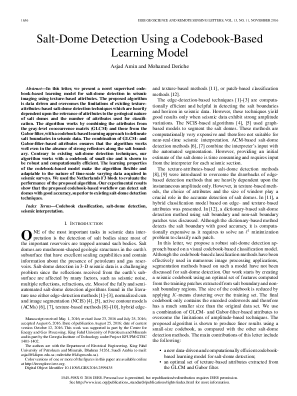 (PDF) Salt-Dome Detection Using a Codebook-Based Learning Model