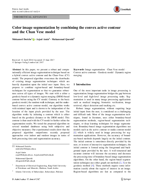 Pdf Color Image Segmentation By Combining The Convex Active Contour