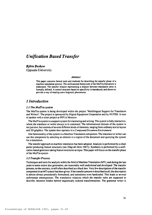 (PDF) Unification Based Transfer (PDF) Unification Based Transfer
