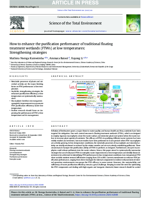 Pdf How To Enhance The Purification Performance Of Traditional Floating Treatment Wetlands