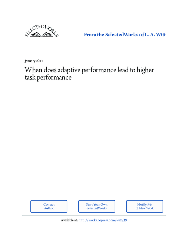 (PDF) When does adaptive performance lead to higher task performance?
