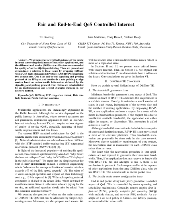 (PDF) Fair and End-to-End QoS Controlled Internet