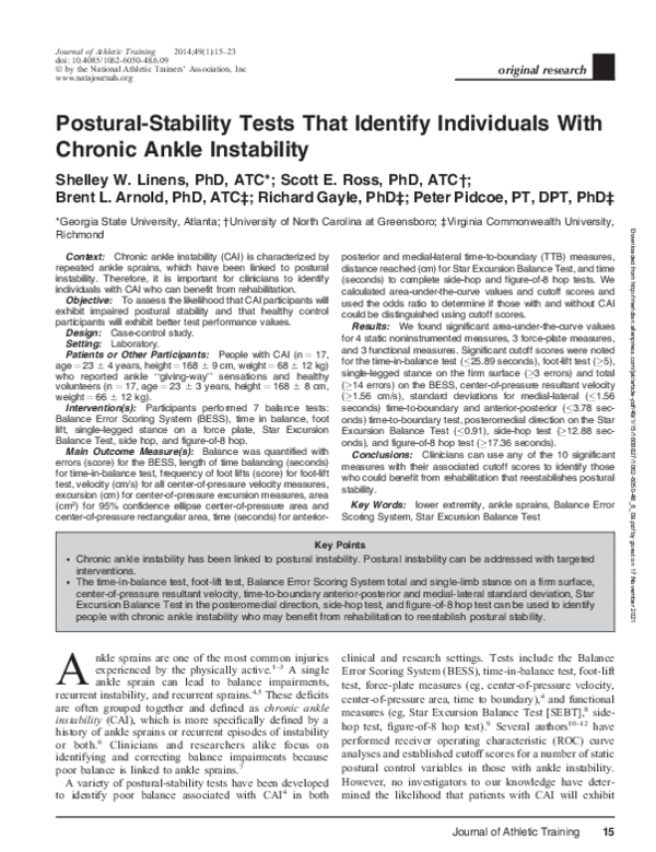 (PDF) Postural-Stability Tests That Identify Individuals With Chronic ...