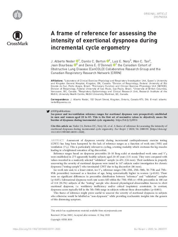 (PDF) A Frame of Reference for Assessing the Intensity of Exertional Dyspnoea During Incremental ...