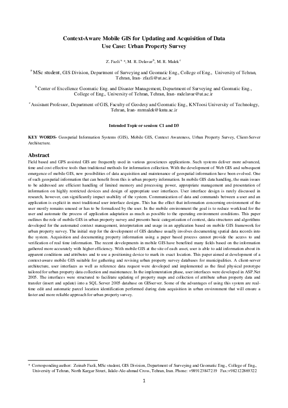 (PDF) 1 Context-Aware Mobile GIS for Updating and Acquisition of Data Use Case : Urban Property ...