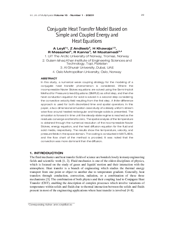 (PDF) Conjugate Heat Transfer Model Based on SIMPLE and Coupled Energy ...