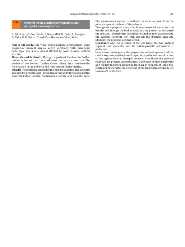 Pdf Posterior Perineal Uretroplasty Combined With Suprapubic