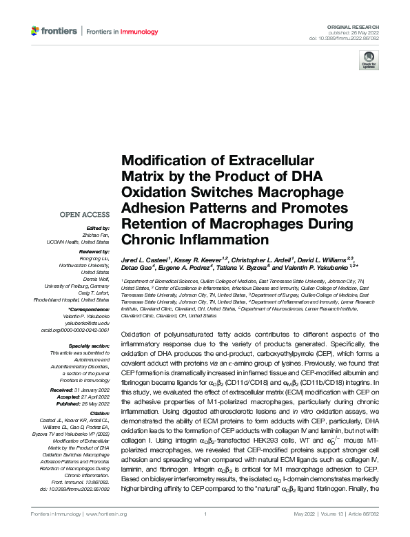 (PDF) Modification of Extracellular Matrix by the Product of DHA Oxidation Switches Macrophage ...