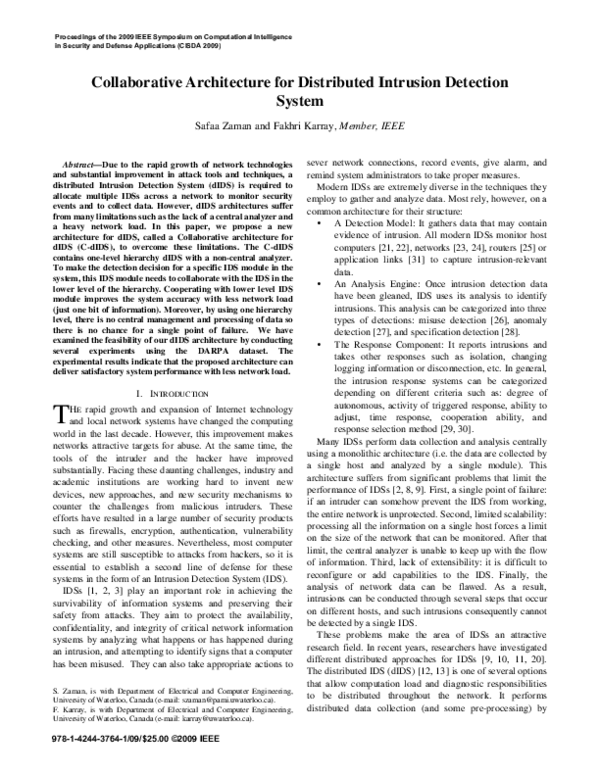 (PDF) Collaborative architecture for distributed intrusion detection system (PDF) Collaborative architecture for distributed intrusion detection system