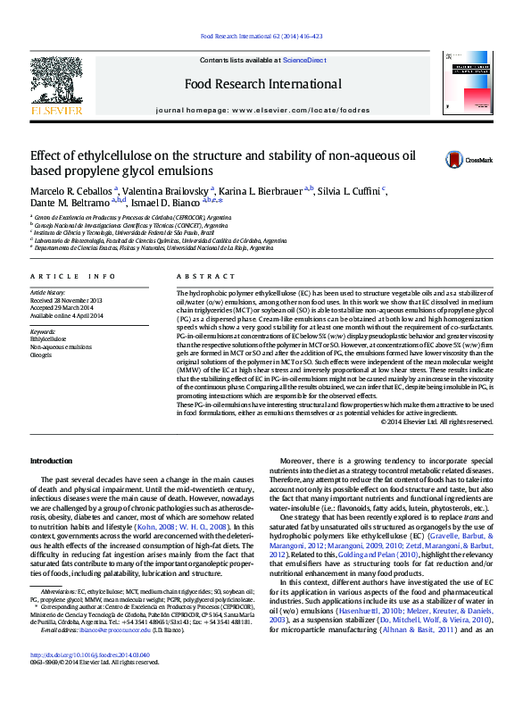 (PDF) Effect of ethylcellulose on the structure and stability of non ...