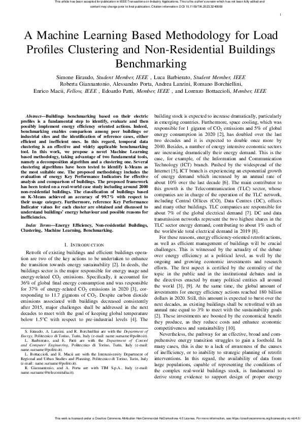 (PDF) A Machine Learning Based Methodology for Load Profiles Clustering and Non-Residential ...