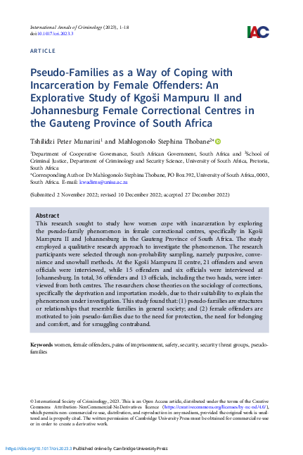 (PDF) Pseudo-Families as a Way of Coping with Incarceration by Female ...