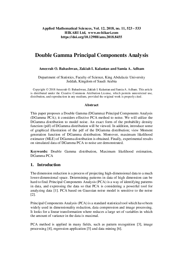 (PDF) Double gamma principal components analysis
