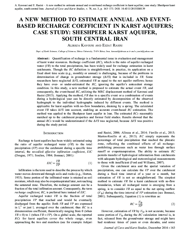 (PDF) A new method to estimate annual and event-based recharge ...
