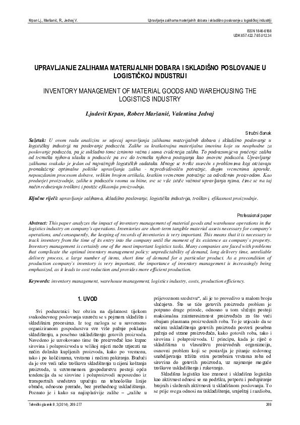 (PDF) Inventory management of material goods and warehousing the ...