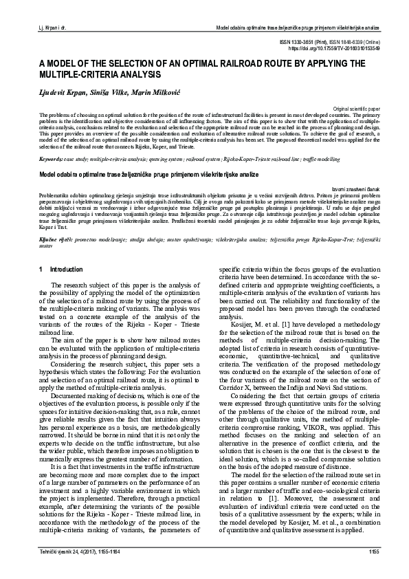 (PDF) A model of the selection of an optimal railroad route by applying ...