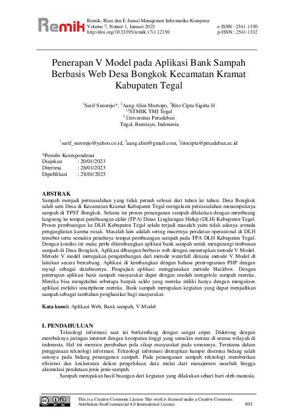 (PDF) Penerapan V Model pada Aplikasi Bank Sampah Berbasis Web Desa ...