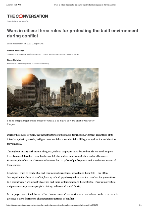 (PDF) Wars in cities three rules for protecting the built environment ...