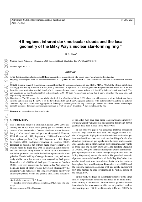 (PDF) H II regions, infrared dark molecular clouds and the local ...