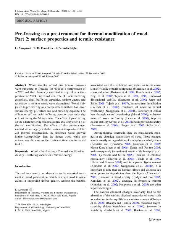(PDF) Pre-freezing as a pre-treatment for thermal modification of wood ...