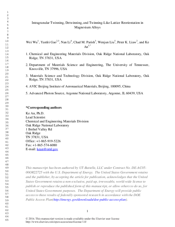 Intragranular twinning, detwinning, and twinning-like lattice ...