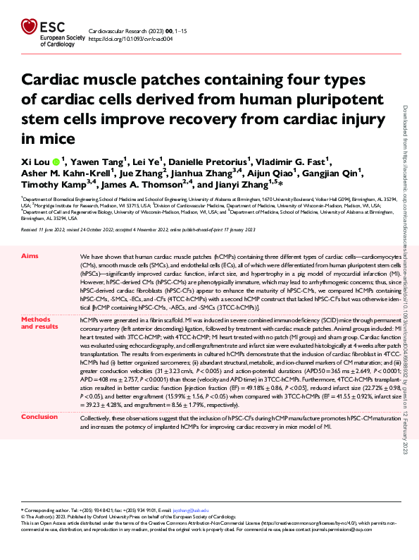 (PDF) Cardiac muscle patches containing four types of cardiac cells ...