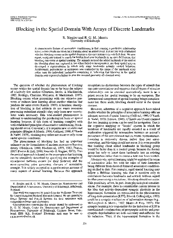 Pdf Blocking In The Spatial Domain With Arrays Of Discrete Landmarks