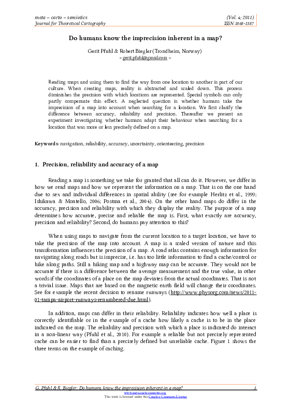 (PDF) Do humans know the imprecision inherent in a map?