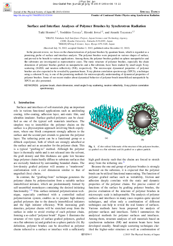 (PDF) Surface and Interface Analyses of Polymer Brushes by Synchrotron Radiation