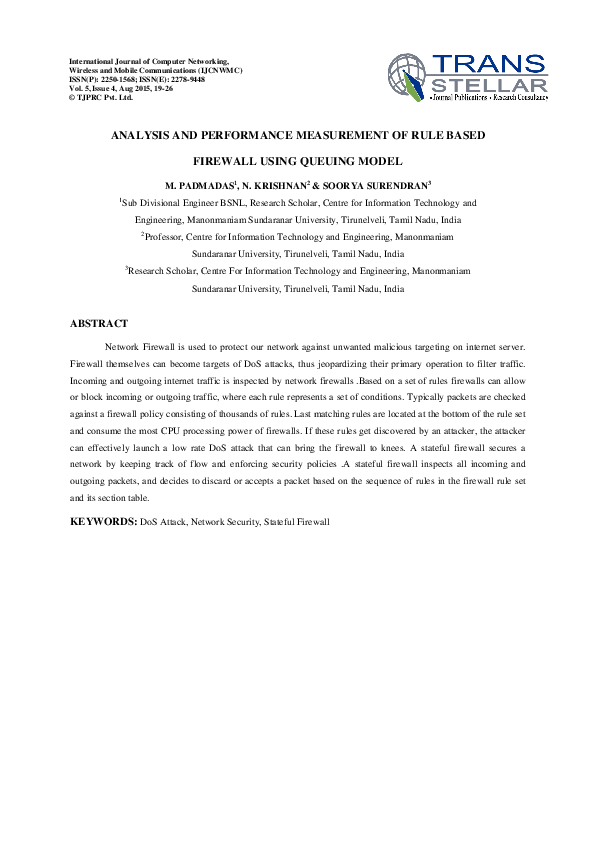 Pdf Analysis And Performance Measurement Of Rule Based Firewall Using Queuing Model