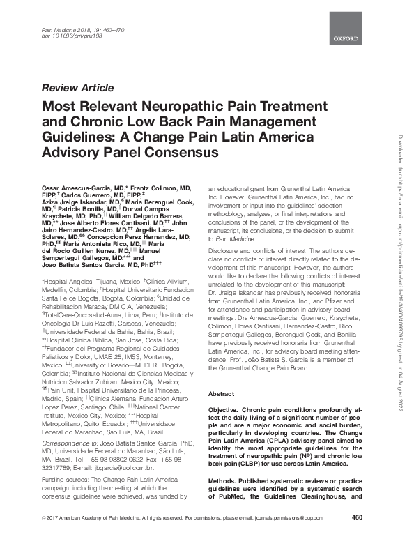 (PDF) Most Relevant Neuropathic Pain Treatment and Chronic Low Back ...