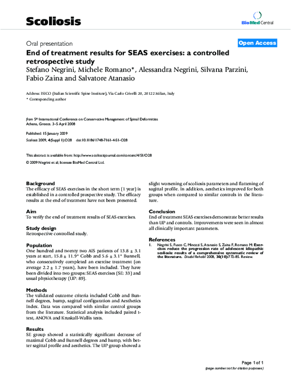 (PDF) End of treatment results for SEAS exercises: a controlled ...