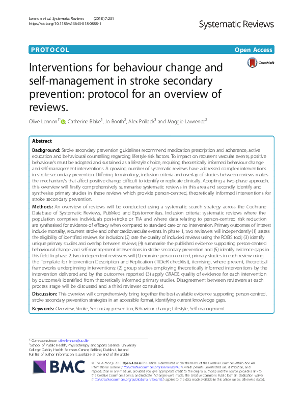 (PDF) Interventions for behaviour change and self-management in stroke secondary prevention ...