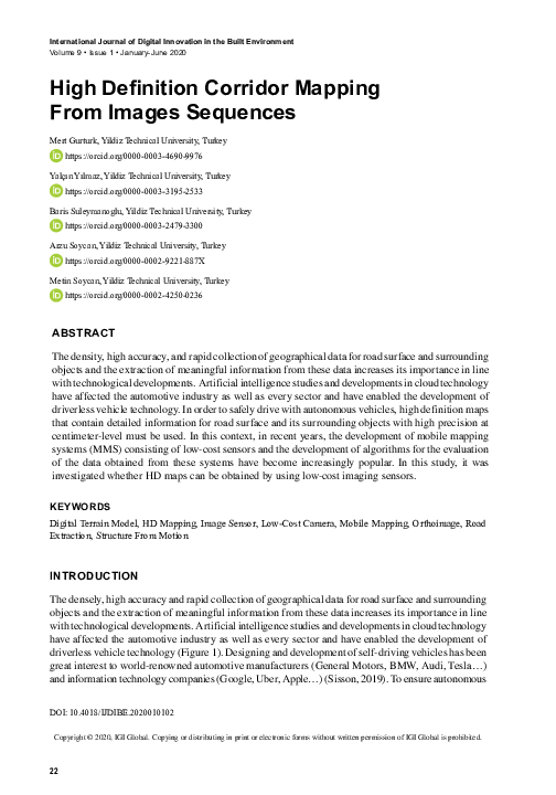 (PDF) High Definition Corridor Mapping From Images Sequences
