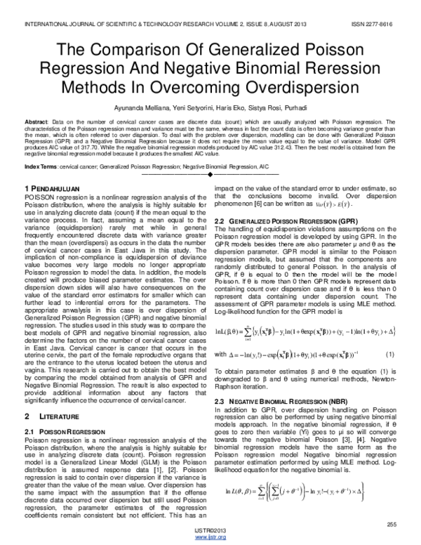 (PDF) The Comparison Of Generalized Poisson Regression And Negative Binomial Reression Methods ...