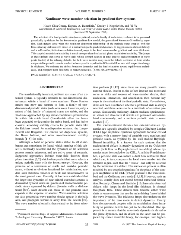 (PDF) Nonlinear wave-number selection in gradient-flow systems